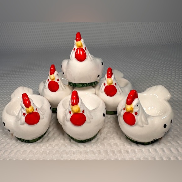 Unbranded | Dining | Set Of 6 Chicken Hen Rooster Salt Cellar Egg ...